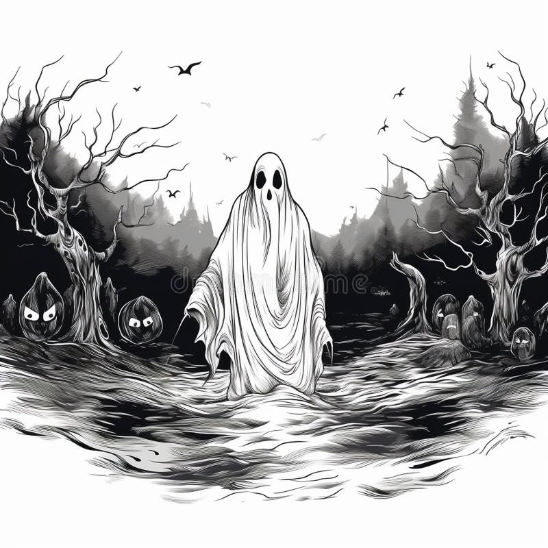 Flat Halloween Ghosts Stylish Minimalism Stock Illustration ...