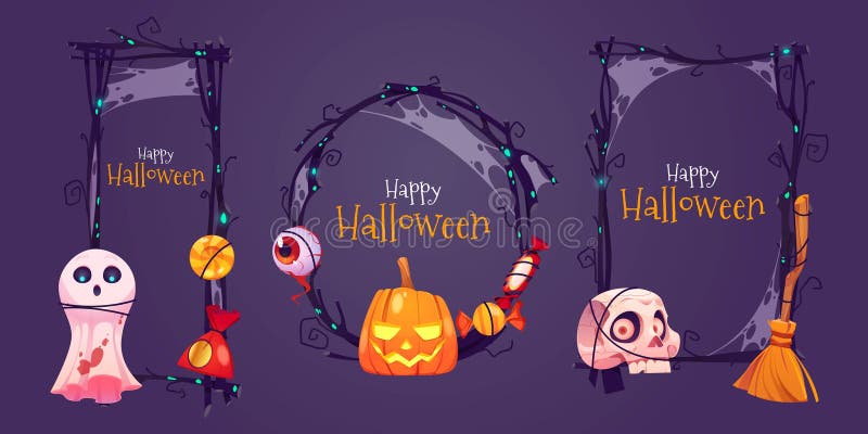 Flat Halloween Halloween Frame Vector Design Stock Vector ...