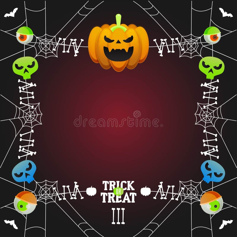 Flat Hand Drawn Design Halloween Frame Vector Stock Vector ...