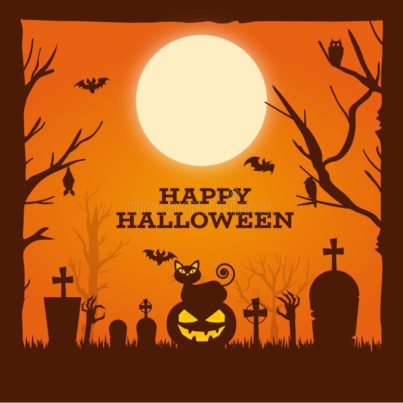 Flat Hand Drawn Design Halloween Frame Vector Stock Vector ...
