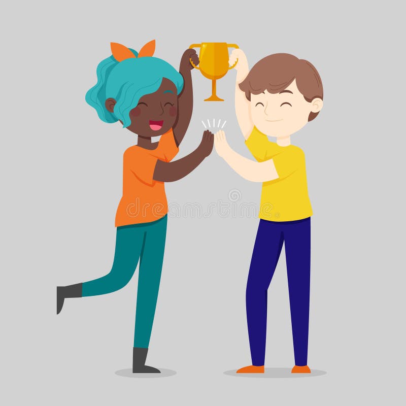 Flat-hand Drawn People Celebrating an Achievement Illustration Vector ...