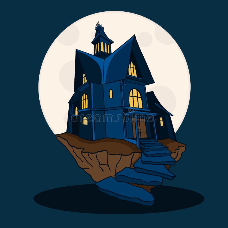 Hand Drawn Realistic Design Spooky Halloween House Stock Vector ...