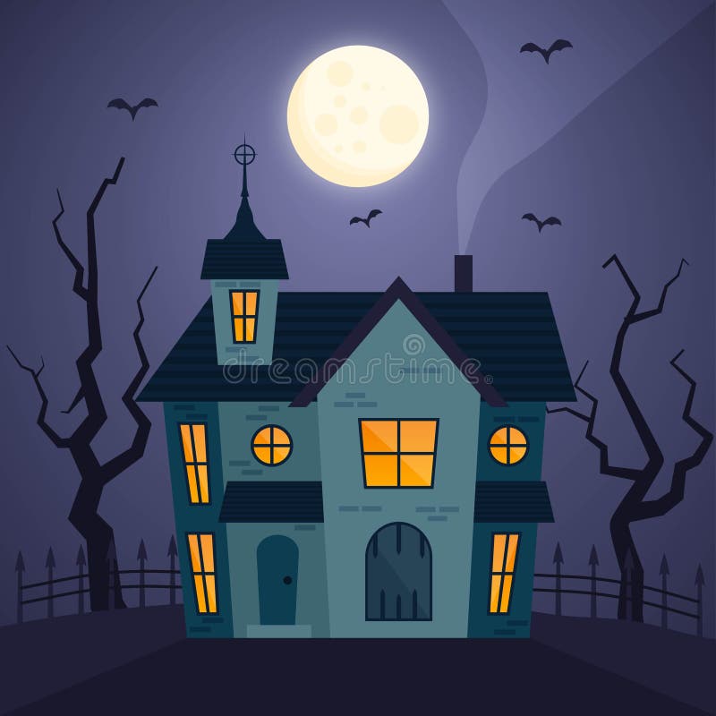 Hand Drawn Realistic Design Spooky Halloween House Stock Vector ...