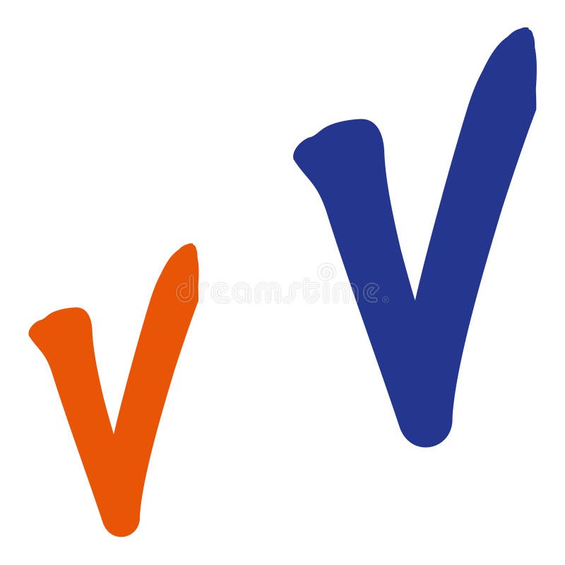 Flat Hand Drawn Tick V Vector Illustration Isolated on White Background ...