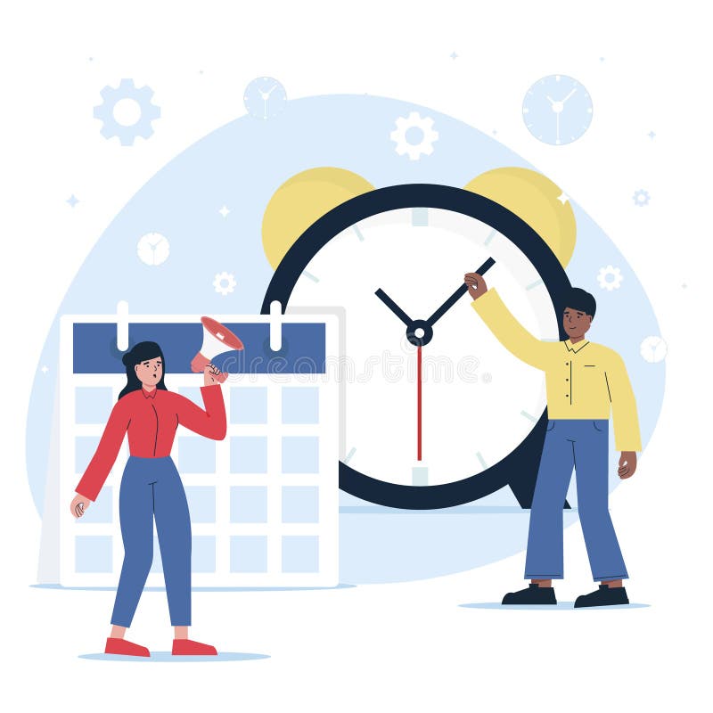 Flat-hand Drawn Time Management Illustration Vector Illustration. Stock ...