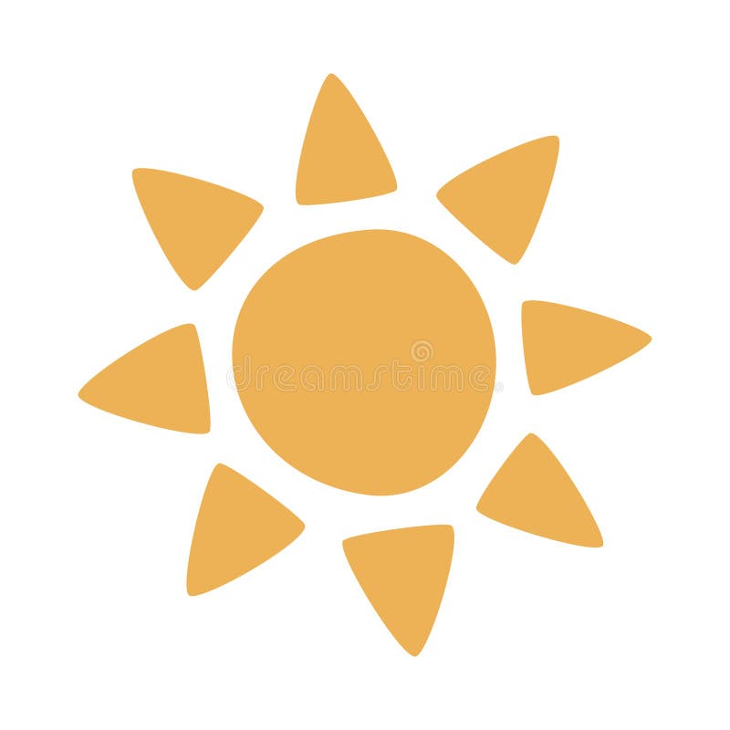 Flat Hand Drawn Vector Illustration of Sun Stock Vector - Illustration ...