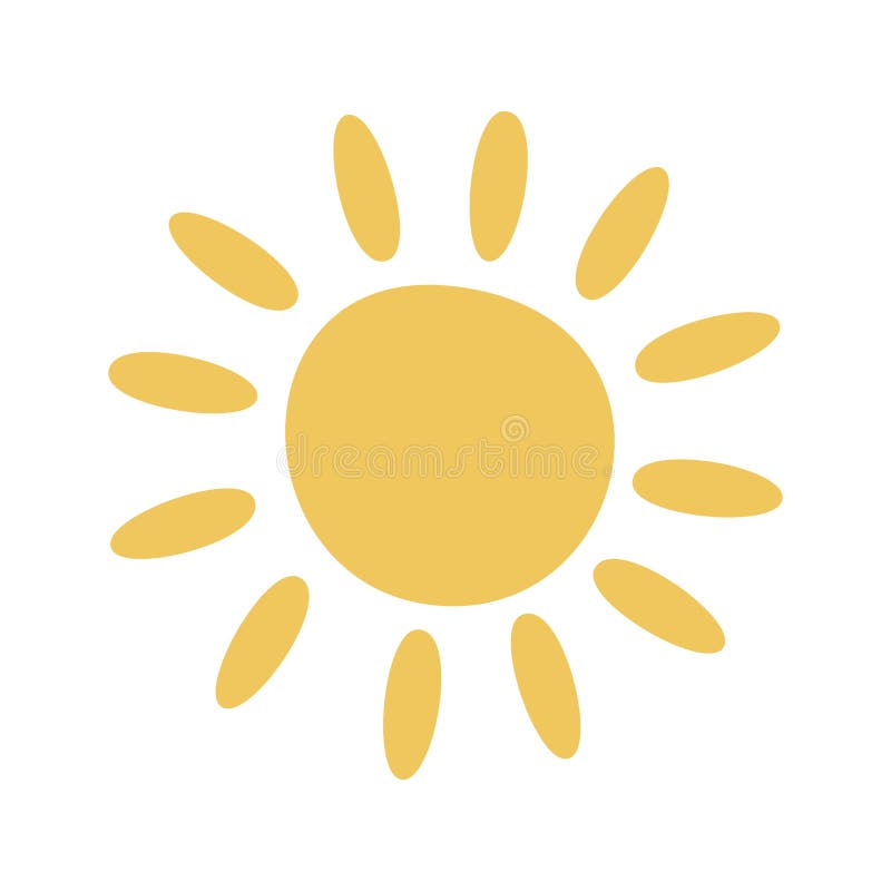 Flat Hand Drawn Vector Illustration of Sun Stock Vector - Illustration ...
