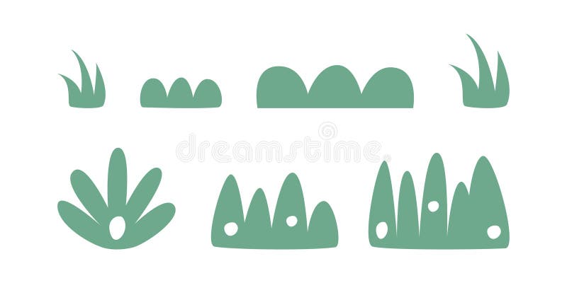 Flat Hand Drawn Vector Illustrations of Grass Stock Vector ...