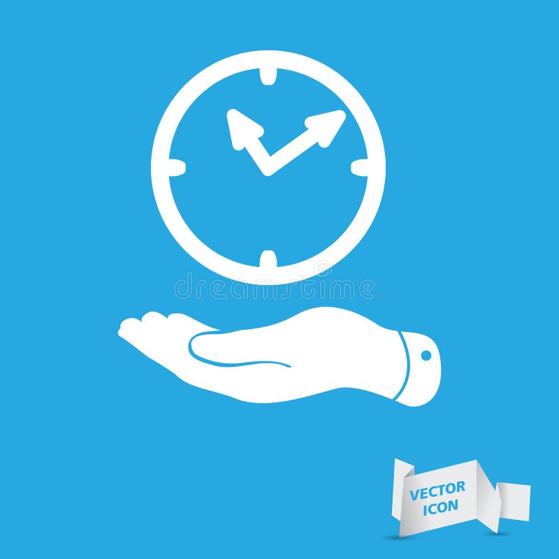 Flat Hand Giving the Clock Icon Stock Vector - Illustration of icon ...