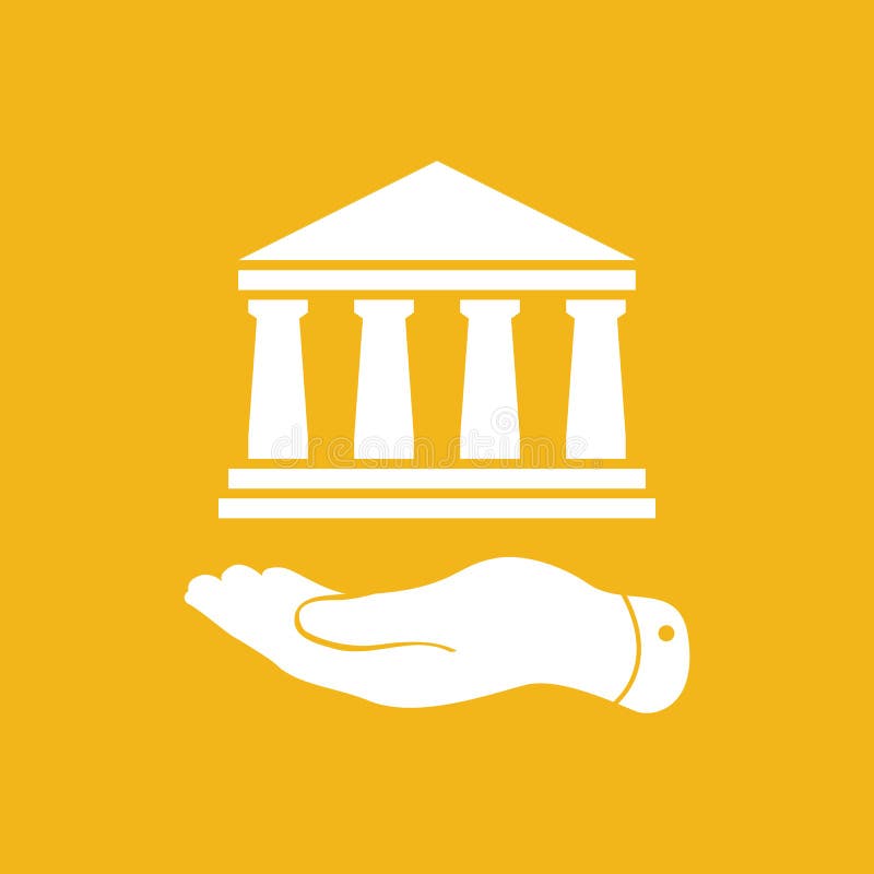 Hand Presenting Bank Architecture Icon Stock Vector - Illustration of ...