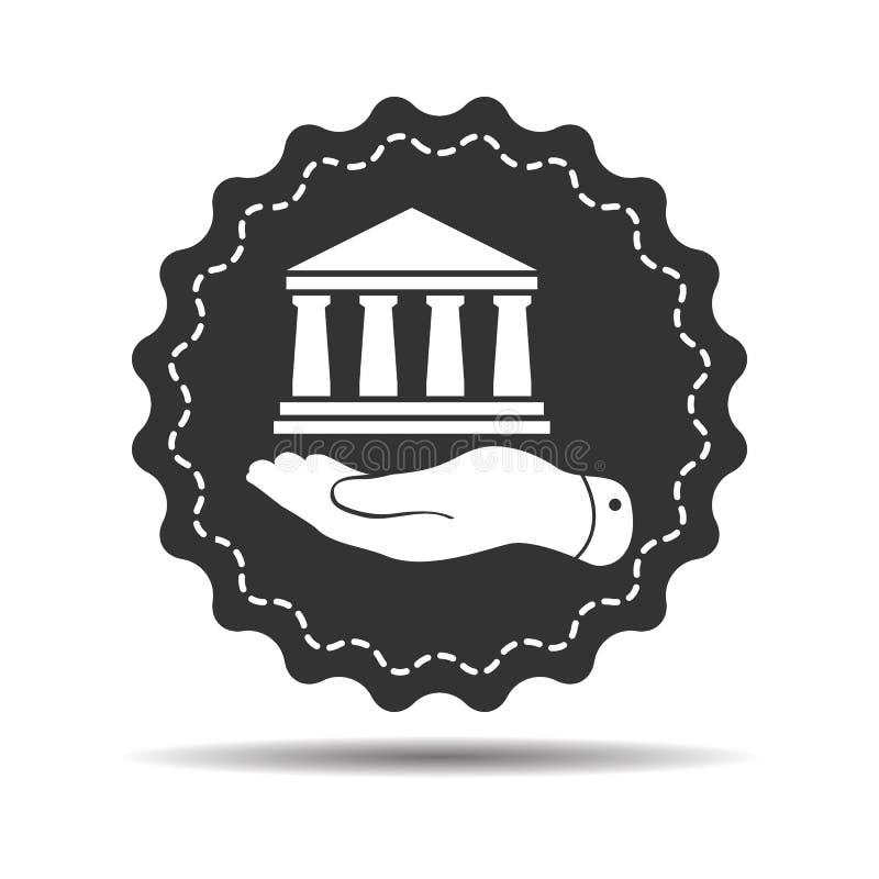 Hand Presenting Bank Architecture Icon Stock Vector - Illustration of ...