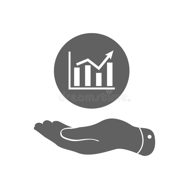 Flat Hand Showing the Icon of Graph Going Up Stock Vector ...