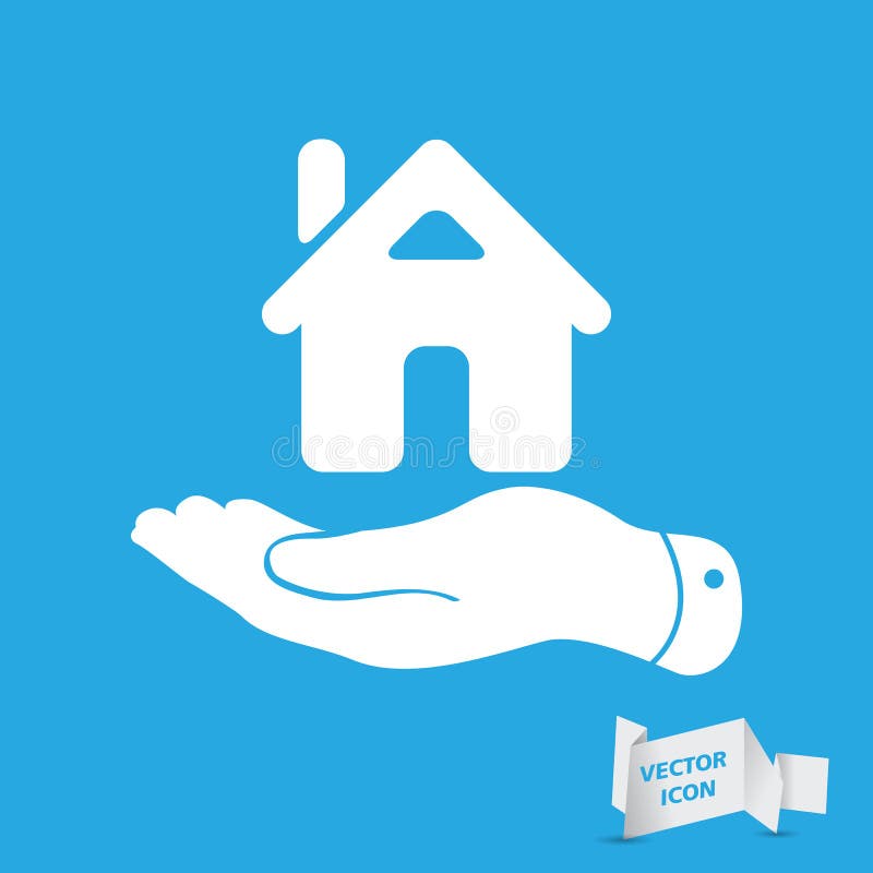 Flat Hand Showing the Icon of Home Stock Vector - Illustration of ...