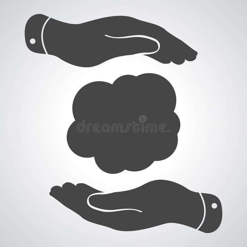 Flat Hands with Cloud Frame Stock Vector - Illustration of abstract ...