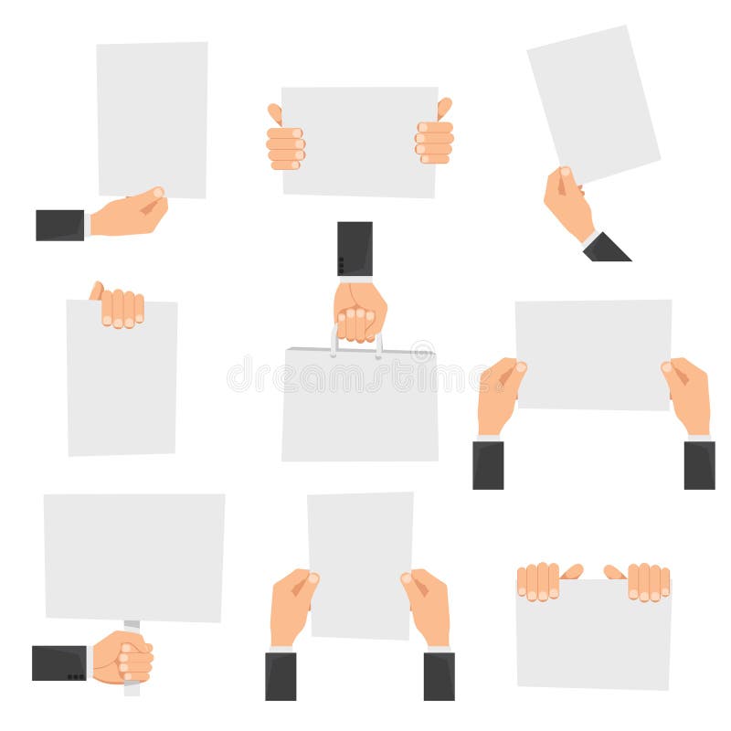 Flat Hands Holding Empty Signs Stock Vector - Illustration of element ...