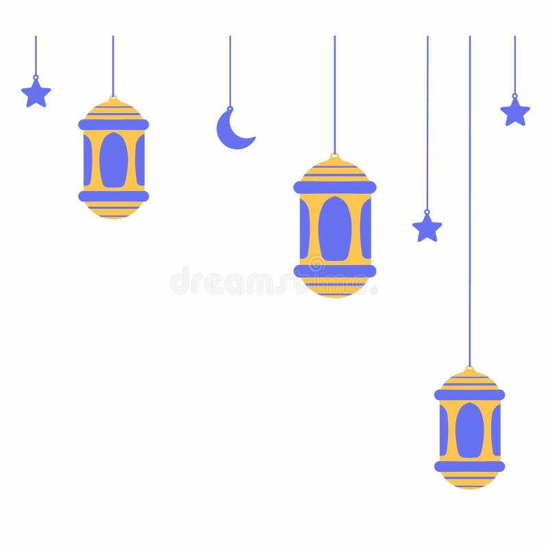 Flat Hanging Islamic Lantern Stock Illustration - Illustration of ...
