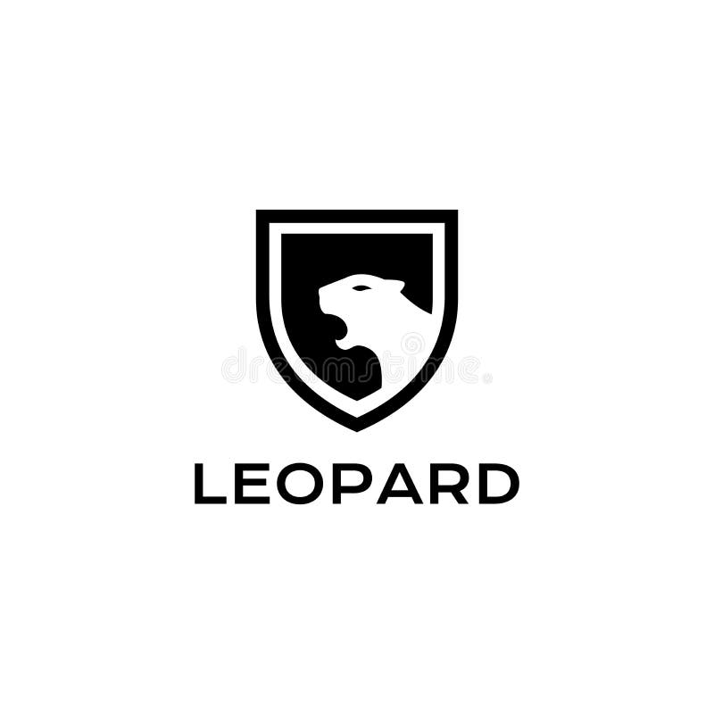 Flat Head Leopard with Shield Logo Design Stock Vector - Illustration ...