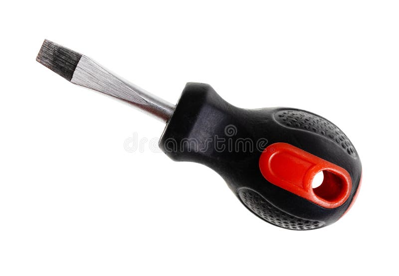 Flat Head Screwdriver with Rubber Handle Isolated Stock Photo - Image ...