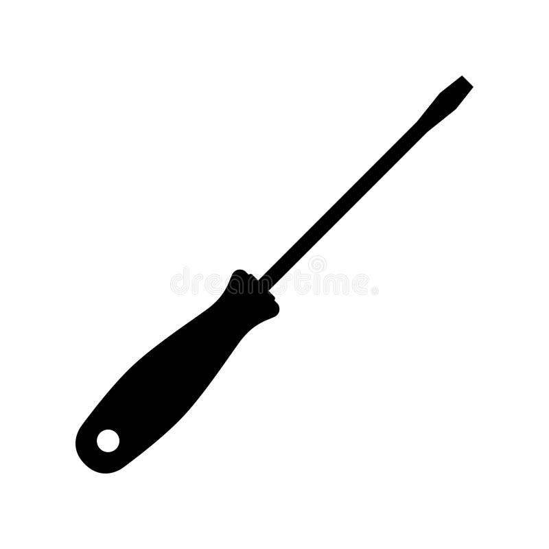 Flat Head Screwdriver Silhouette. Black and White Icon Design Elements ...