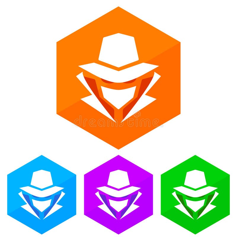 Flat, Hexagon Computer Hacker Icon. Four Color Variations Stock Vector ...