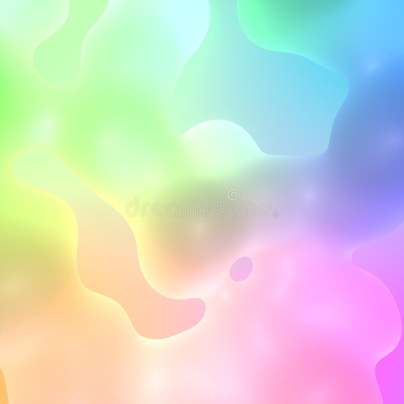 Flat Holographic Flowing Liquid Drops. Modern Digital Illustration with ...