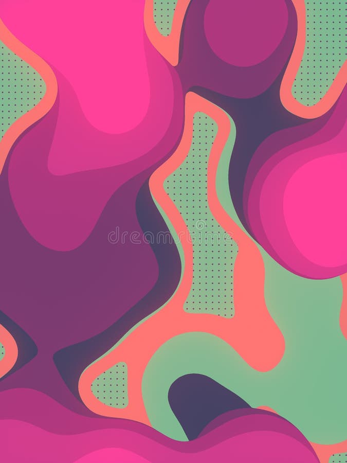 Flat Holographic Liquid Drops. Modern Digital Illustration with Smooth ...
