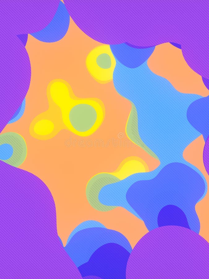 Flat Holographic Magic Liquid Drops. Modern 3d Rendering Digital ...