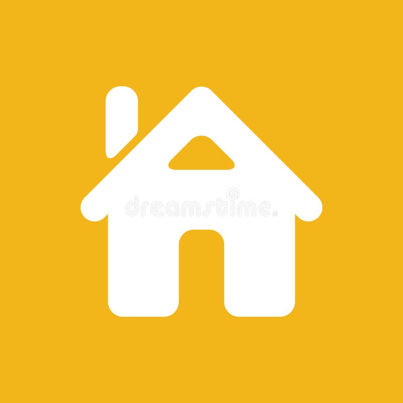 Flat Home Icon on an Yellow Background Stock Vector - Illustration of ...