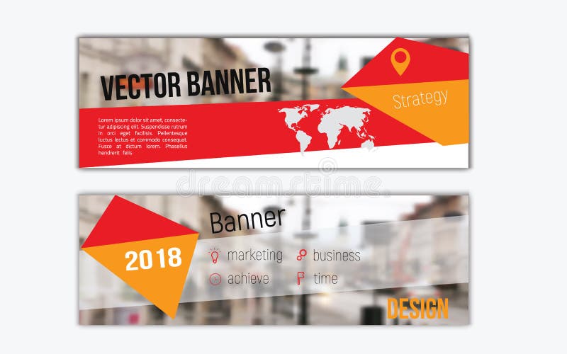 Flat Horizontal Banner Design with Photo Overlay. Template for Business ...