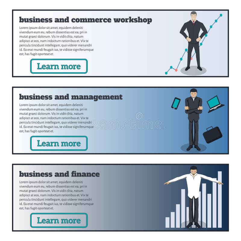 Flat Horizontal Banners Set on the Theme of Mountains and Winter. Stock ...