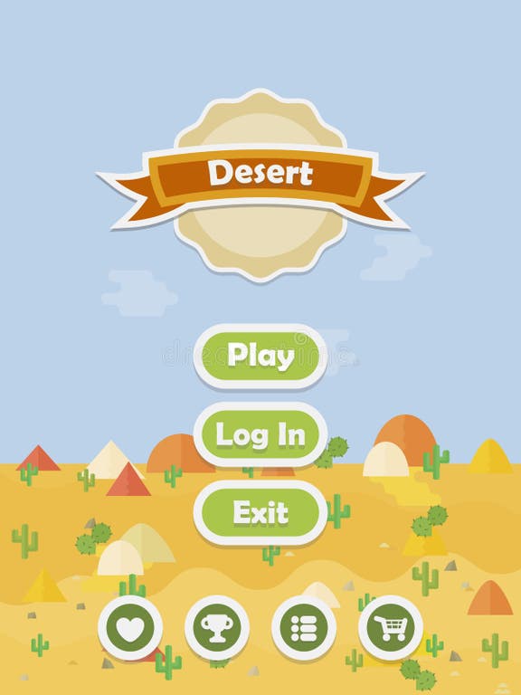 Flat hot desert GUI scene stock vector. Illustration of menu - 154015740