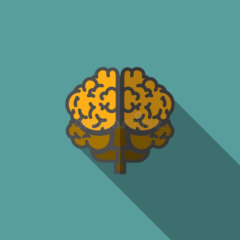 Flat Human Brain with Long Shadow Stock Vector - Illustration of human ...