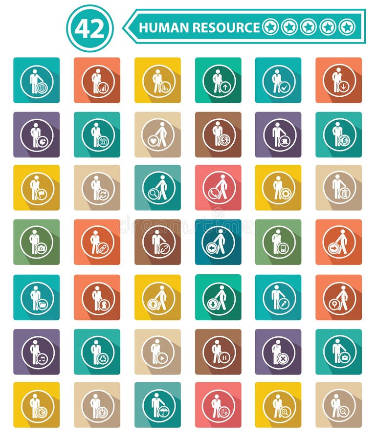 Flat Human Resource Icons,business Concept Stock Vector - Illustration ...