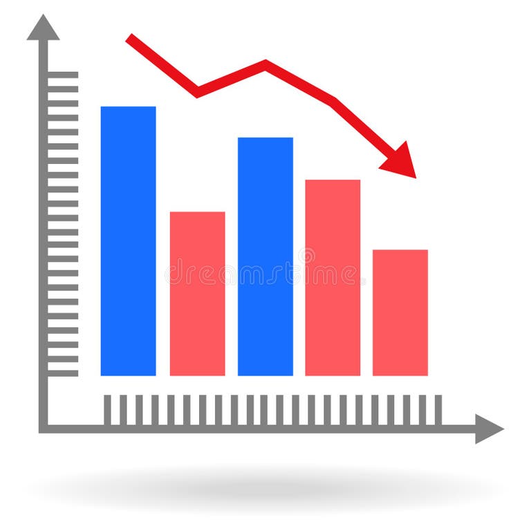 Flat Icon Analytic Graph with a Falling Trend Stock Illustration ...