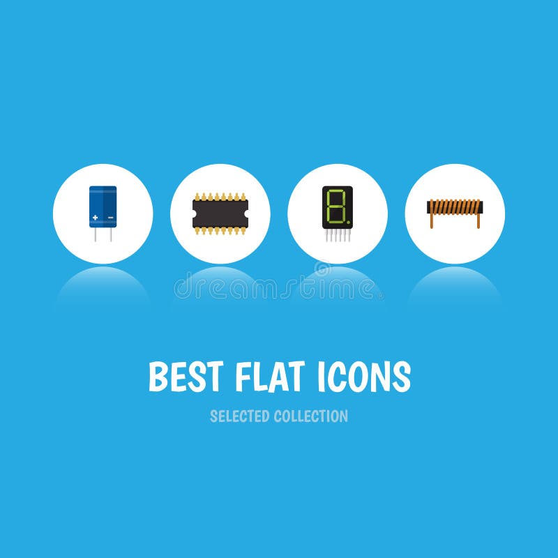 Flat Icon Appliance Set of Bobbin, Transistor, Display and Other Vector Objects. Also Includes ...
