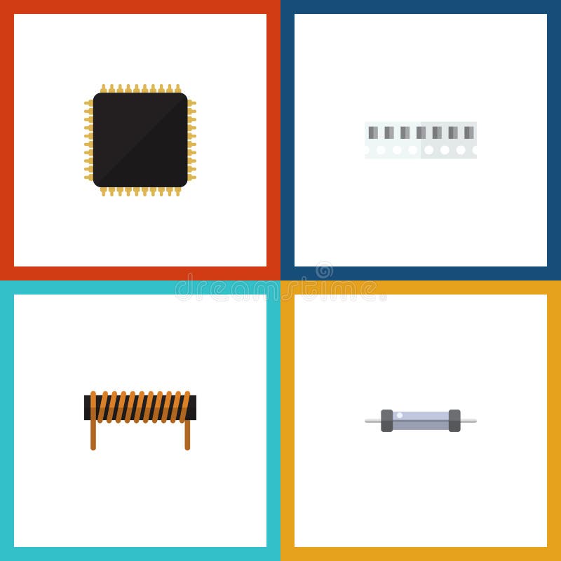 Flat Icon Appliance Set of Resistor, Memory, Bobbin and Other Vector Objects. Also Includes ...