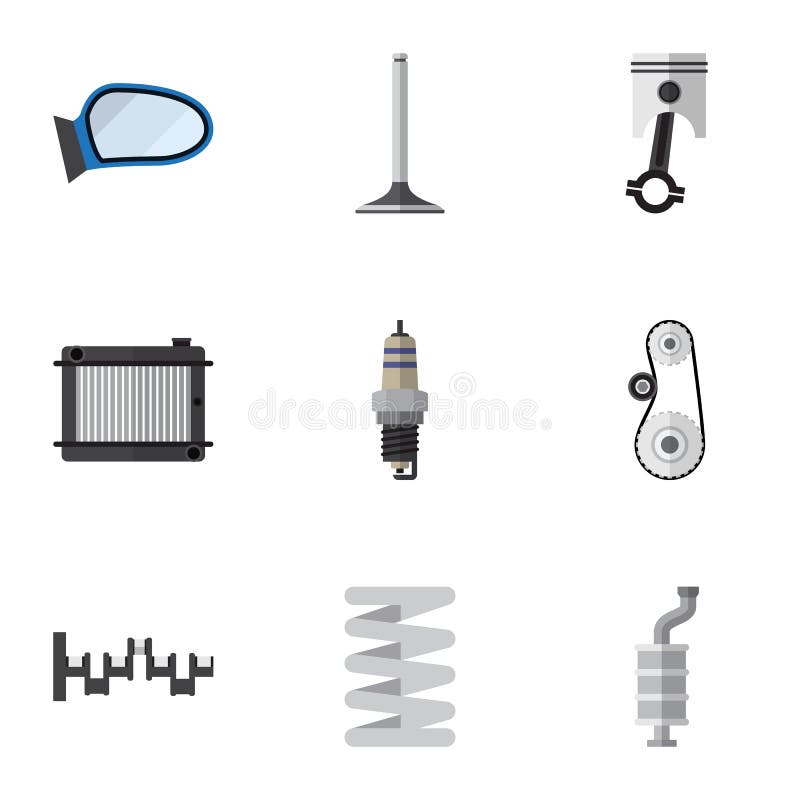 Flat Icon Auto Set of Car Segment, Crankshaft, Steels Shafts and Other ...