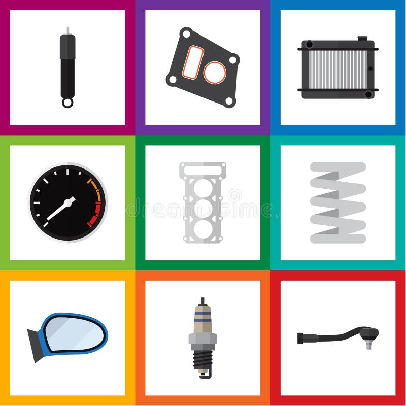 Flat Icon Auto Set of Heater, Packing, Input Technology and Other ...