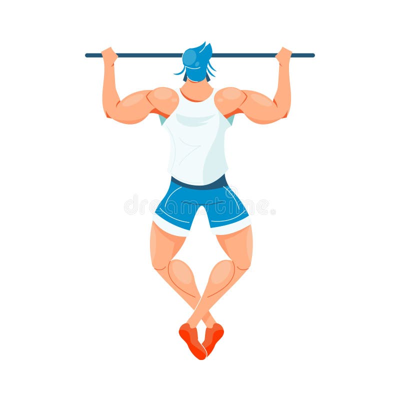 Man Doing Pull Ups stock vector. Illustration of strength - 239489771