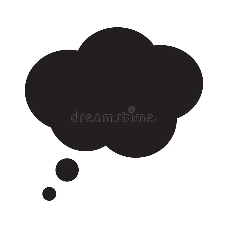 Flat Icon with Black Thought Icon on Light Background. Flat Vector ...