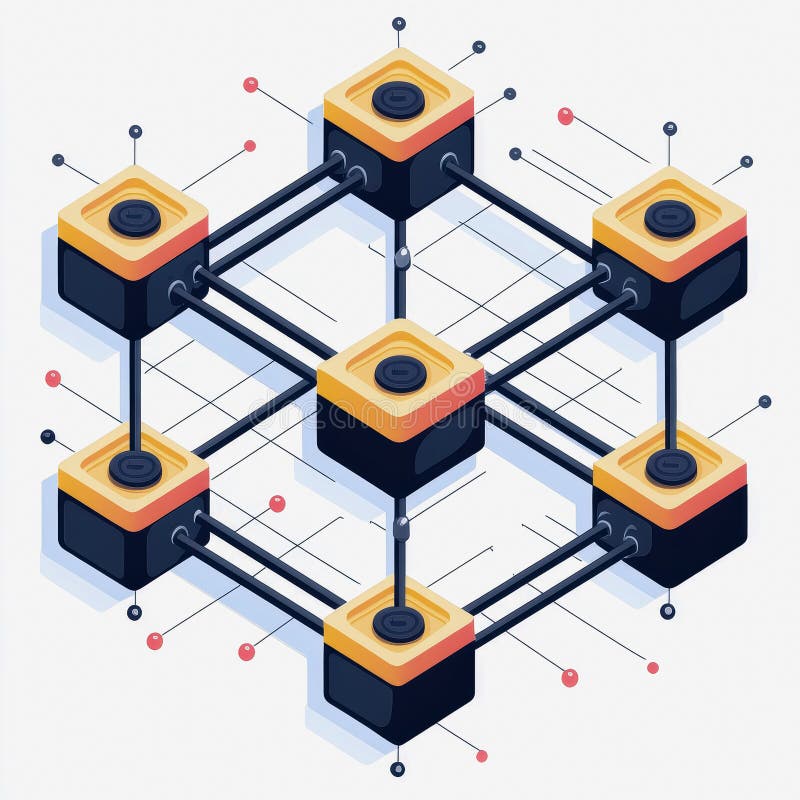 Flat Icon Blockchain Node Diagram Network Connections Technology ...