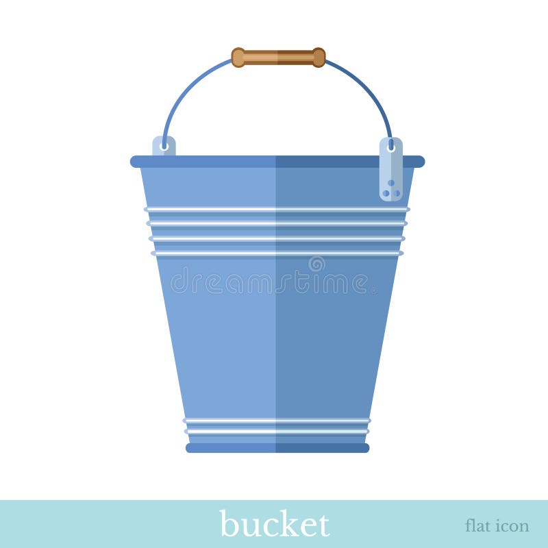 Flat Icon with Bucket or Pail Empty Objects on White Stock Vector ...
