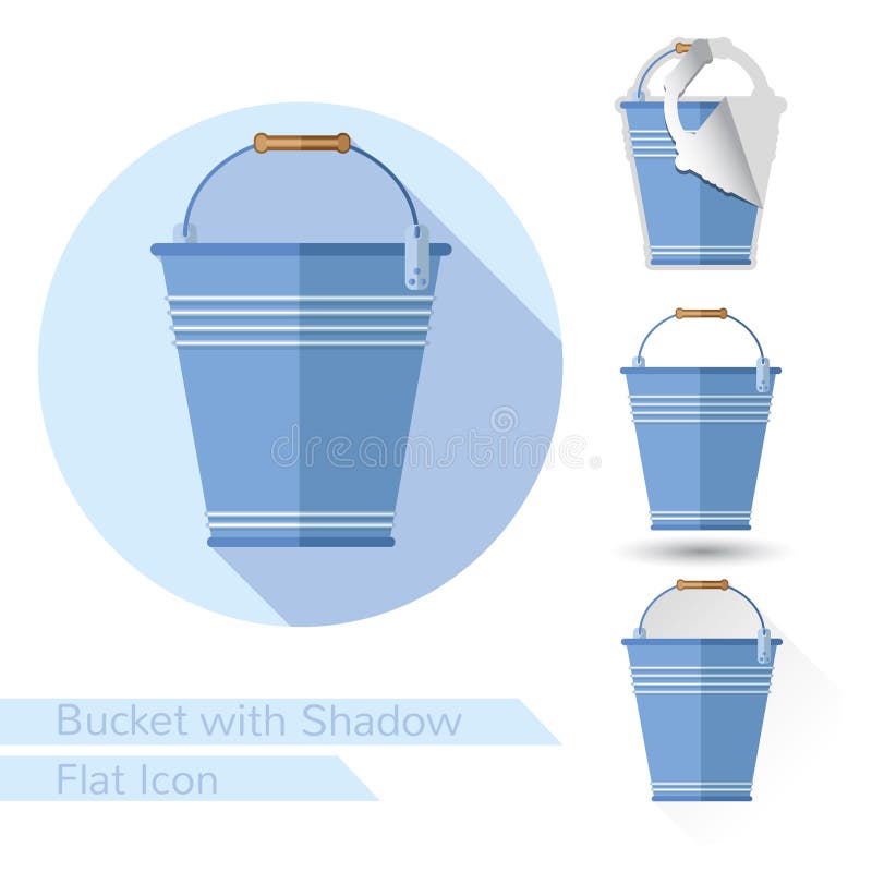 Flat Icon with Bucket or Pail Empty Objects on White with Shadow Stock ...