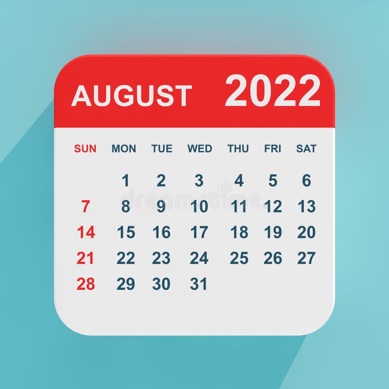 August 2022 Calendar Leaf. Calendar 2022 in Flat Style. Vector ...