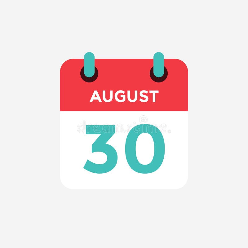 Flat Icon Calendar 30 of August . Date, Day and Month Stock Vector ...