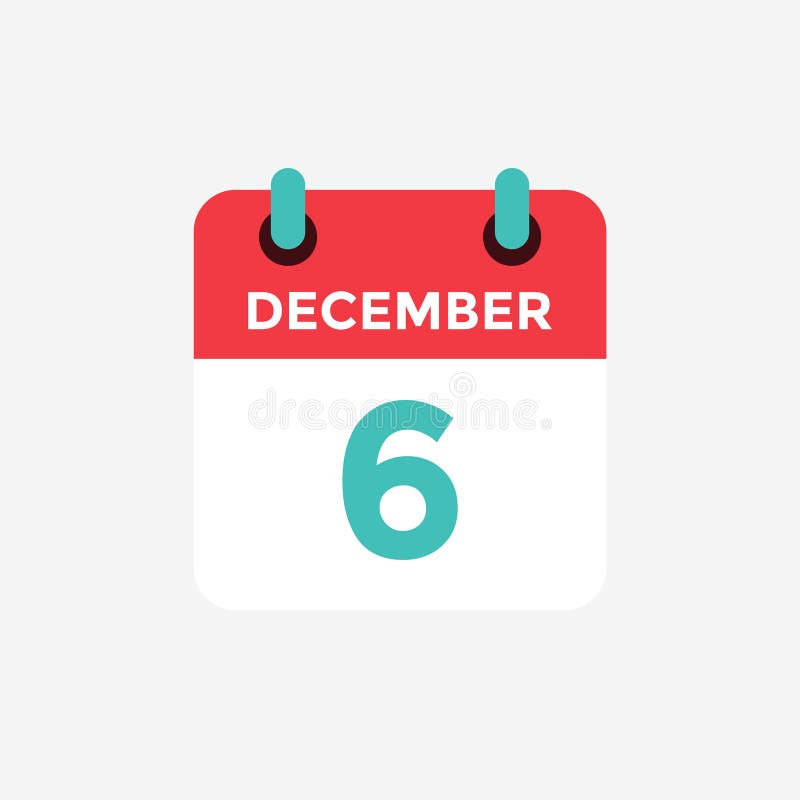 Flat Icon Calendar 6 December. Date, Day and Month Stock Vector ...