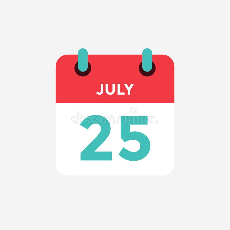 July 25 - Calendar Icon stock illustration. Illustration of leaf ...