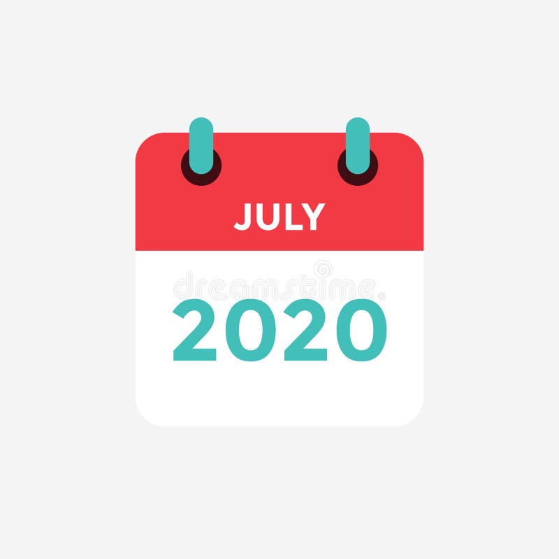 Flat Icon Calendar July 2020. Stock Vector - Illustration of 2020 ...