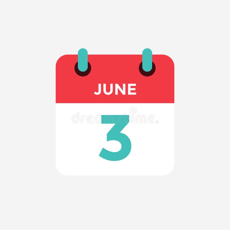 Flat Icon Calendar 3 of June. Date, Day and Month Stock Vector ...