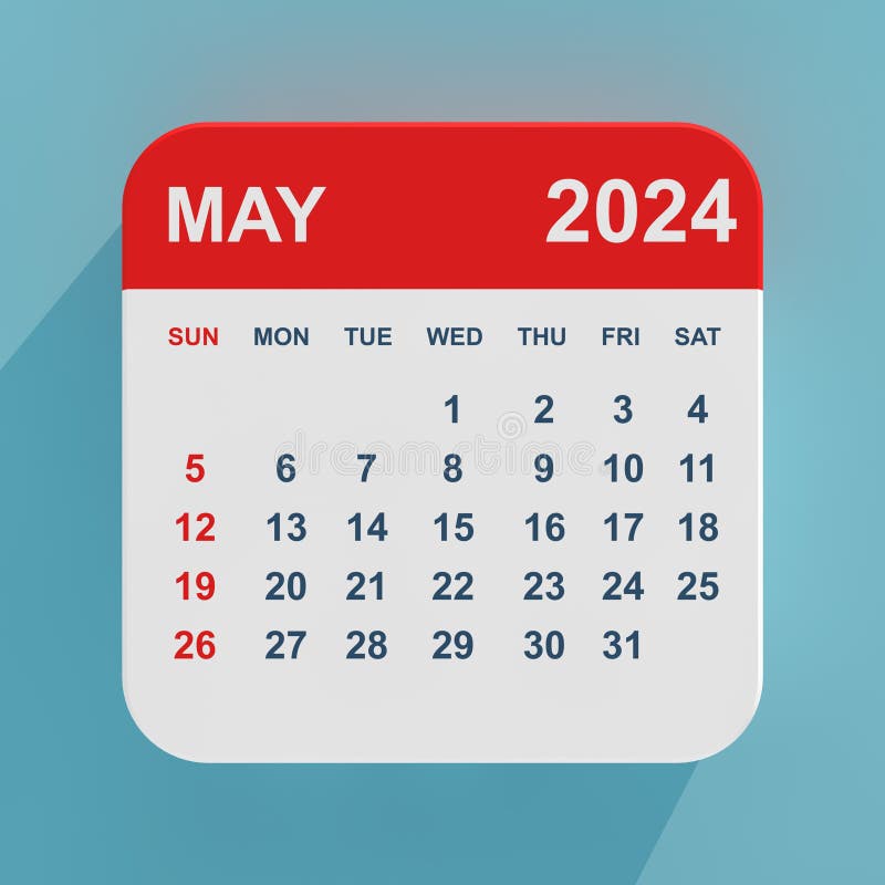 Flat Icon Calendar May 2024. 3d Rendering Stock Illustration ...
